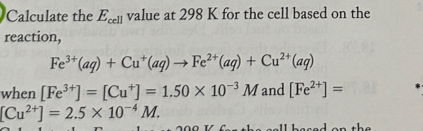 Solved Calculate The Ecell ﻿value At 298k ﻿for The Cell