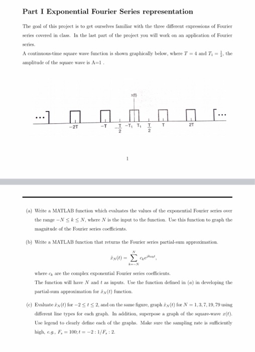 Solved Part I Exponential Fourier Series representation The | Chegg.com