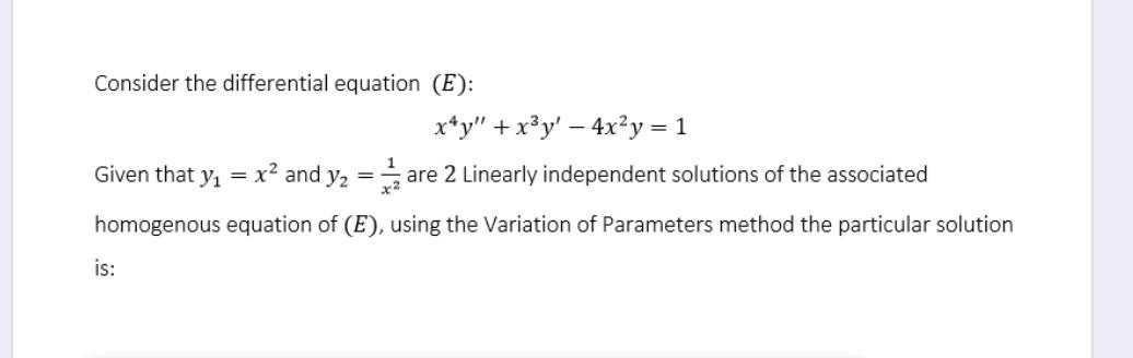Solved Consider The Differential Equation E X Y X3y