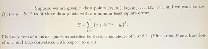 Solved Suppose we are given n data points | Chegg.com
