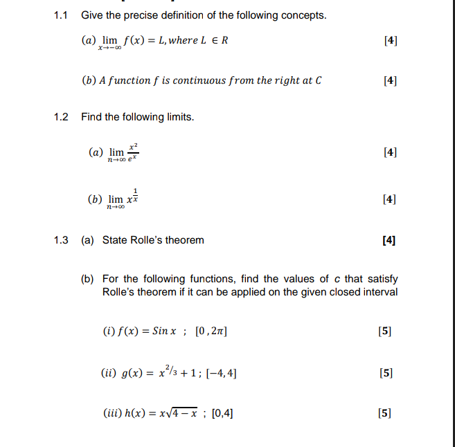 Solved 1.1 ﻿Give the precise definition of the following | Chegg.com