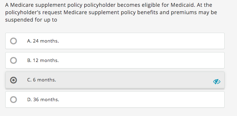 Solved A Medicare supplement policy policyholder becomes | Chegg.com