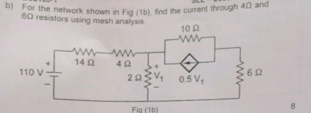 Solved For the network shown in Fig (1b), ﻿find the current | Chegg.com