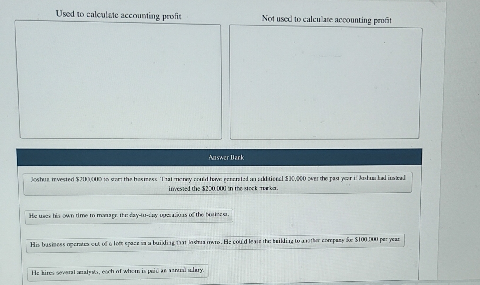 Solved Used to calculate accounting profitNot used to | Chegg.com