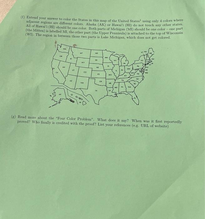 (e) Color the States in this map of the Northeastern | Chegg.com