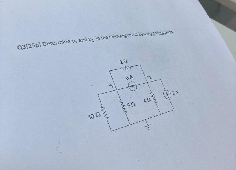 Solved Q3 25p ﻿Determine v1 ﻿and v2 ﻿in the following | Chegg.com