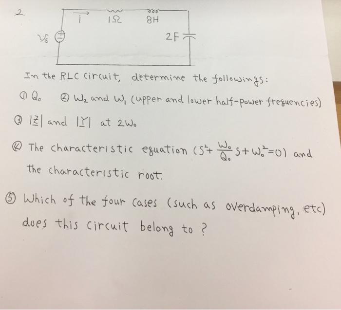 Solved (4) The characteristic equation (S2+Q0ω0s+ω02=0) and | Chegg.com