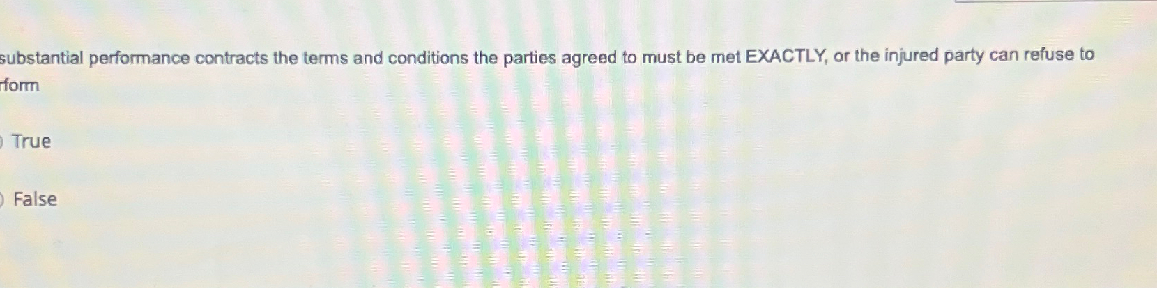 Solved substantial performance contracts the terms and | Chegg.com