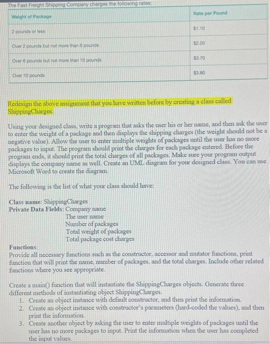 Solved Redesign the above assignment that you have written | Chegg.com