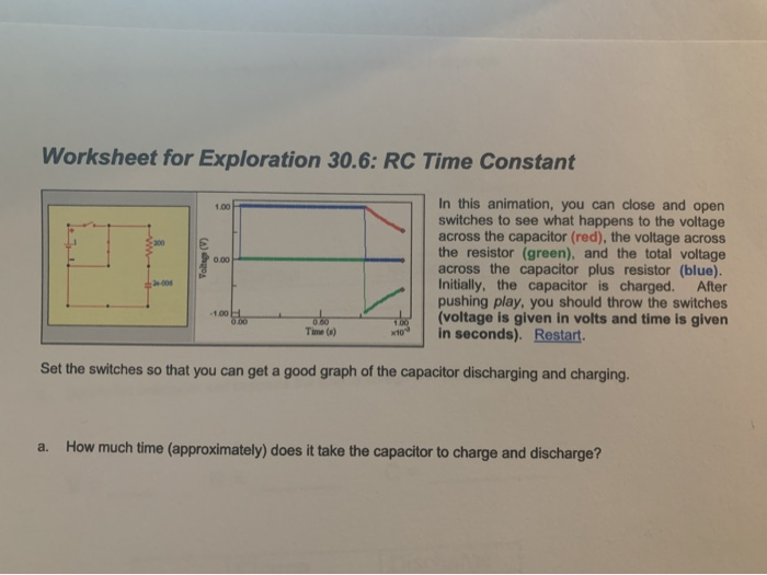 Solved Worksheet for Exploration 30.6: RC Time Constant In | Chegg.com