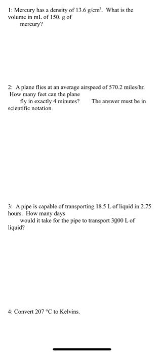 Solved The work would have to be shown using conversions how | Chegg.com
