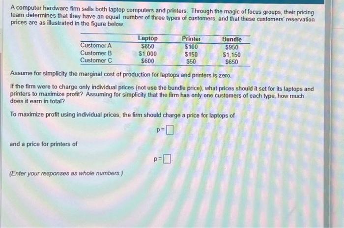 Solved A computer hardware firm sells both laptop computers | Chegg.com