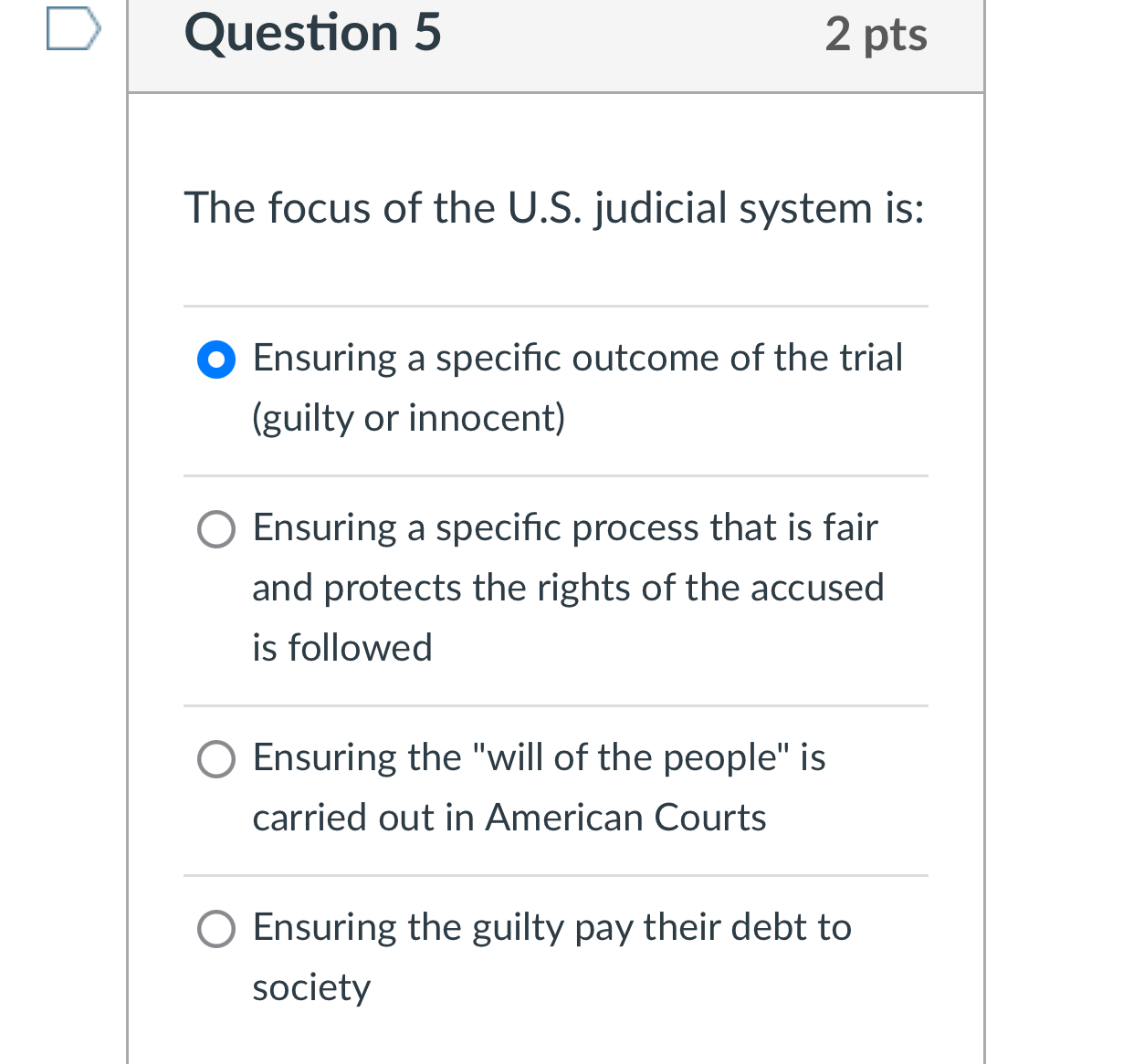 Solved Question 52 ﻿ptsThe focus of the U.S. ﻿judicial | Chegg.com