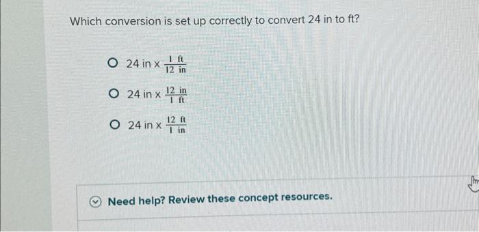 Solved Which conversion is set up correctly to convert 24 in | Chegg.com