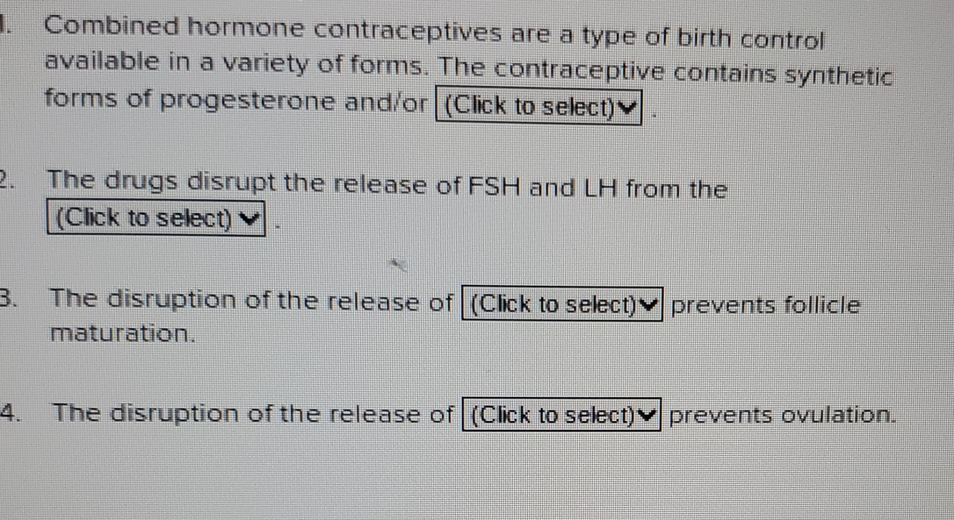 Solved Combined hormone contraceptives are a type of birth | Chegg.com