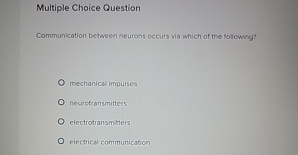Solved Multiple Choice QuestionCommunication between neurons | Chegg.com