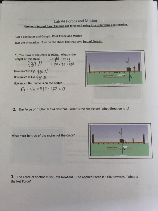 Solved Lab #4 Forces and Motion Newton's Second Law Finding | Chegg.com