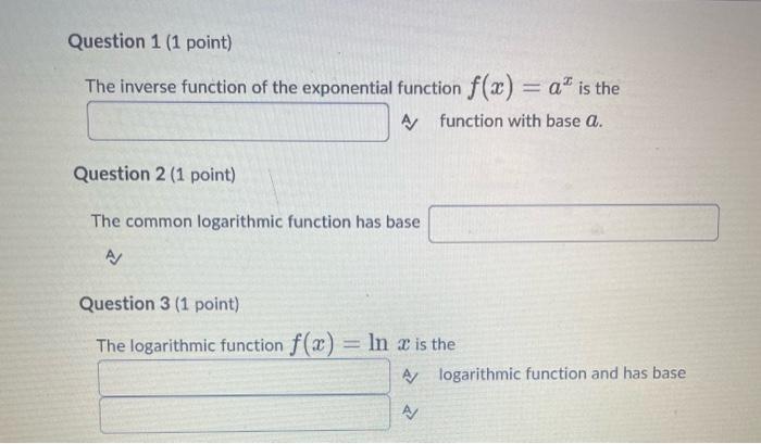 Solved The inverse function of the exponential function | Chegg.com