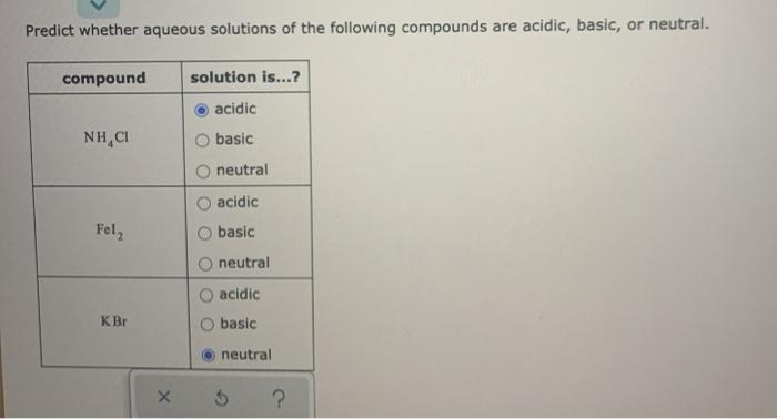 Solved Predict whether aqueous solutions of the following | Chegg.com