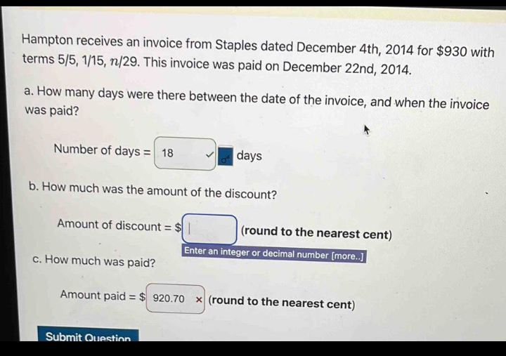Solved Hampton receives an invoice from Staples dated | Chegg.com
