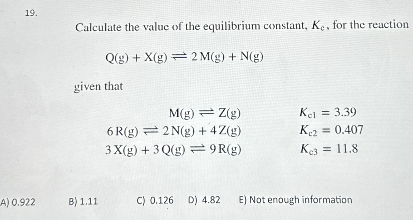Calculate the value of the equilibrium constant, Kc, | Chegg.com