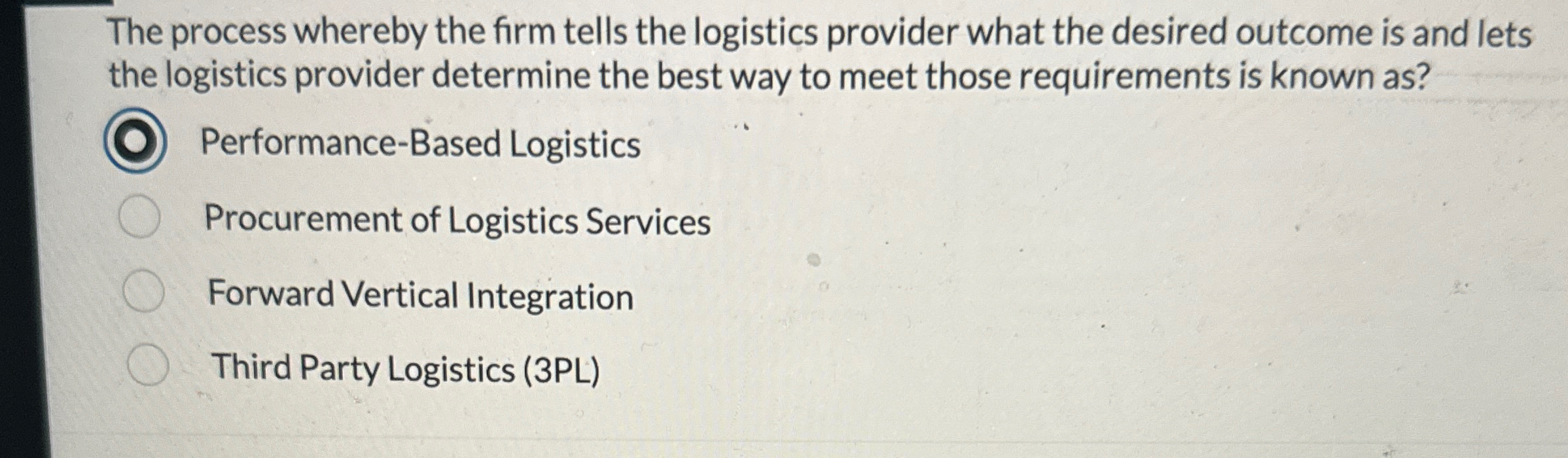 Solved The process whereby the firm tells the logistics | Chegg.com