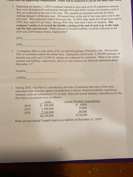 Solved SU SUw supporting computations. Points will be | Chegg.com