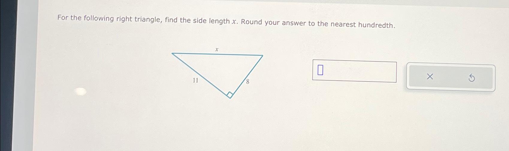 Solved For the following right triangle, find the side | Chegg.com