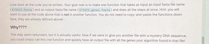 Solved The goal Is the use the two fasta files I have to | Chegg.com