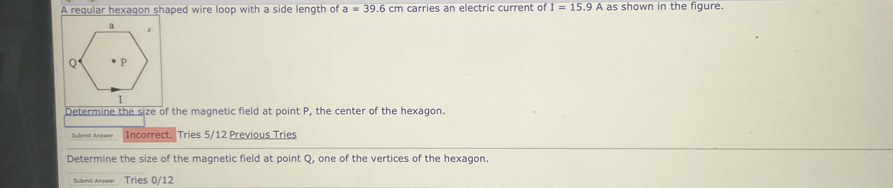 Solved A reaular hexaaon shaped wire loop with a side length | Chegg.com