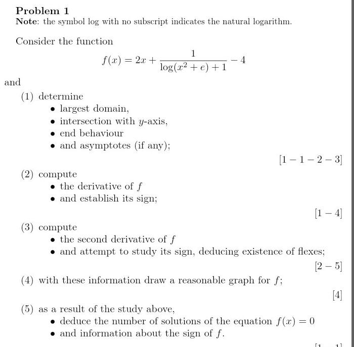 Solved Problem 1 Note: the symbol log with no subscript | Chegg.com