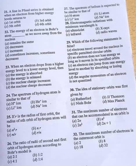Solved 117. An element with atomic number equal to one, | Chegg.com