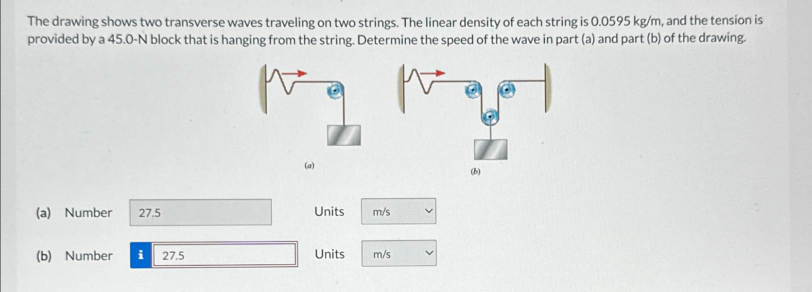 Solved The drawing shows two transverse waves traveling on | Chegg.com