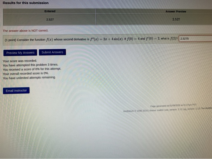 Solved Results for this submission Entered Answer Preview | Chegg.com