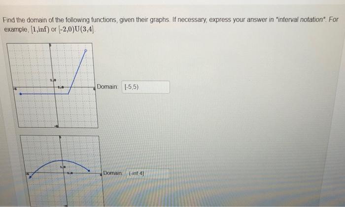 Solved Find The Domain Of The Following Functions Given 