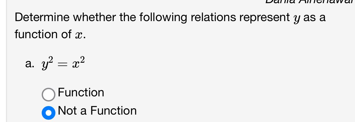 Solved Determine whether the following relations represent y | Chegg.com