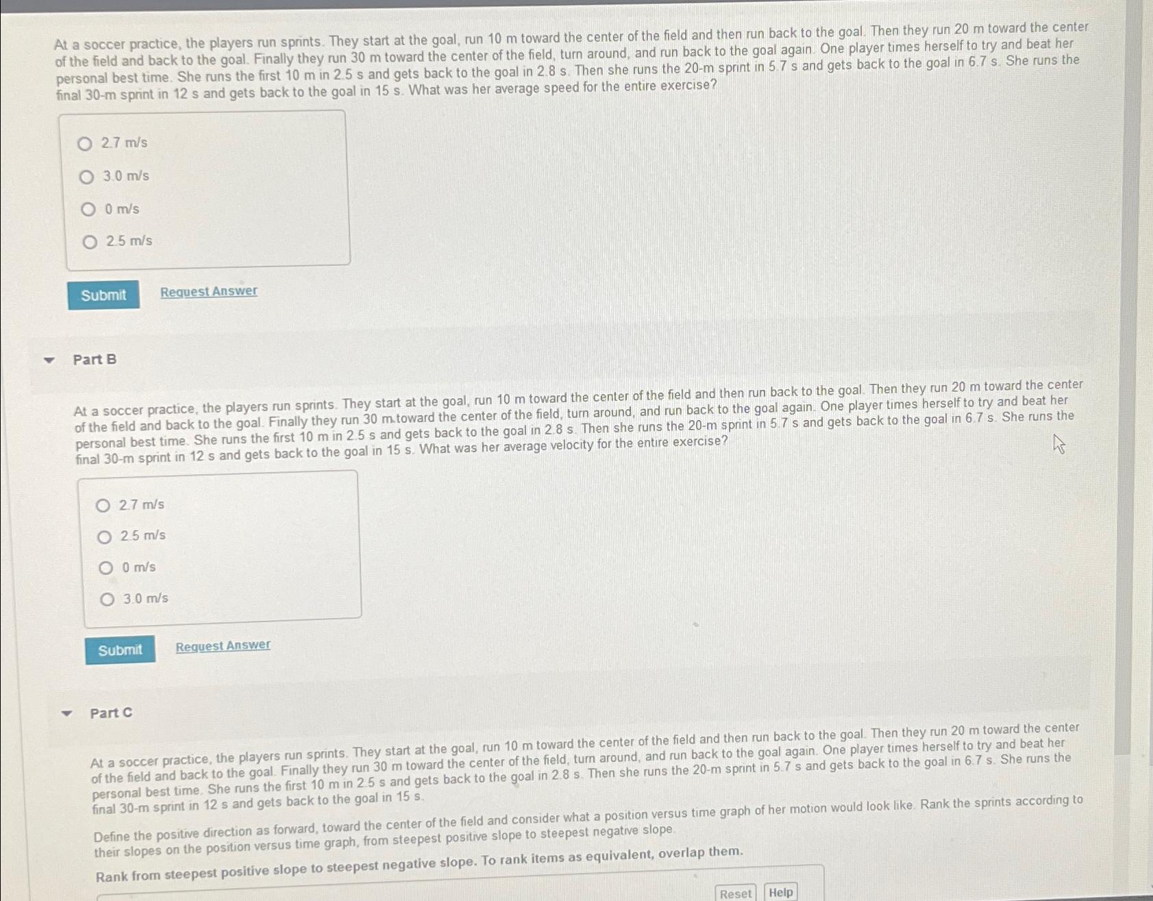 Solved At a soccer practice, the players run sprints. They | Chegg.com