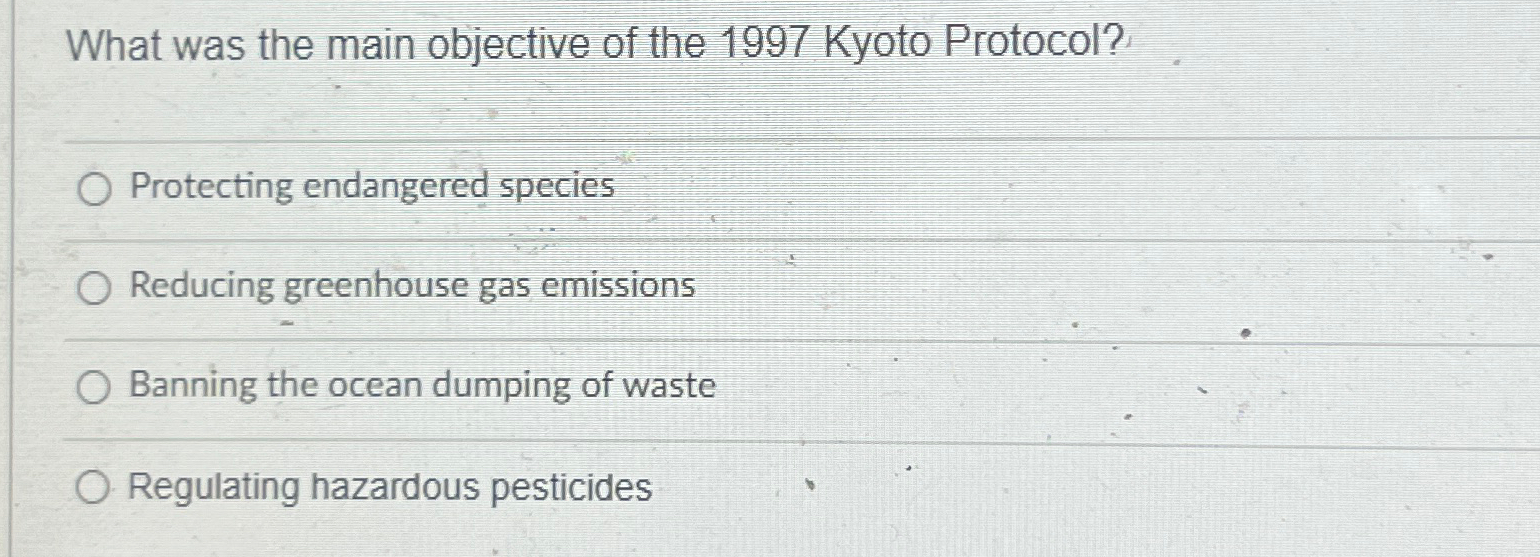 Solved What was the main objective of the 1997 ﻿Kyoto | Chegg.com