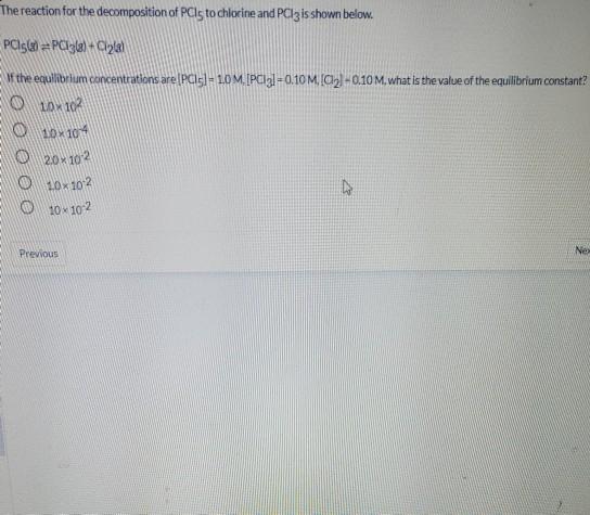 Solved The reaction for the decomposition of PCs to chlorine | Chegg.com