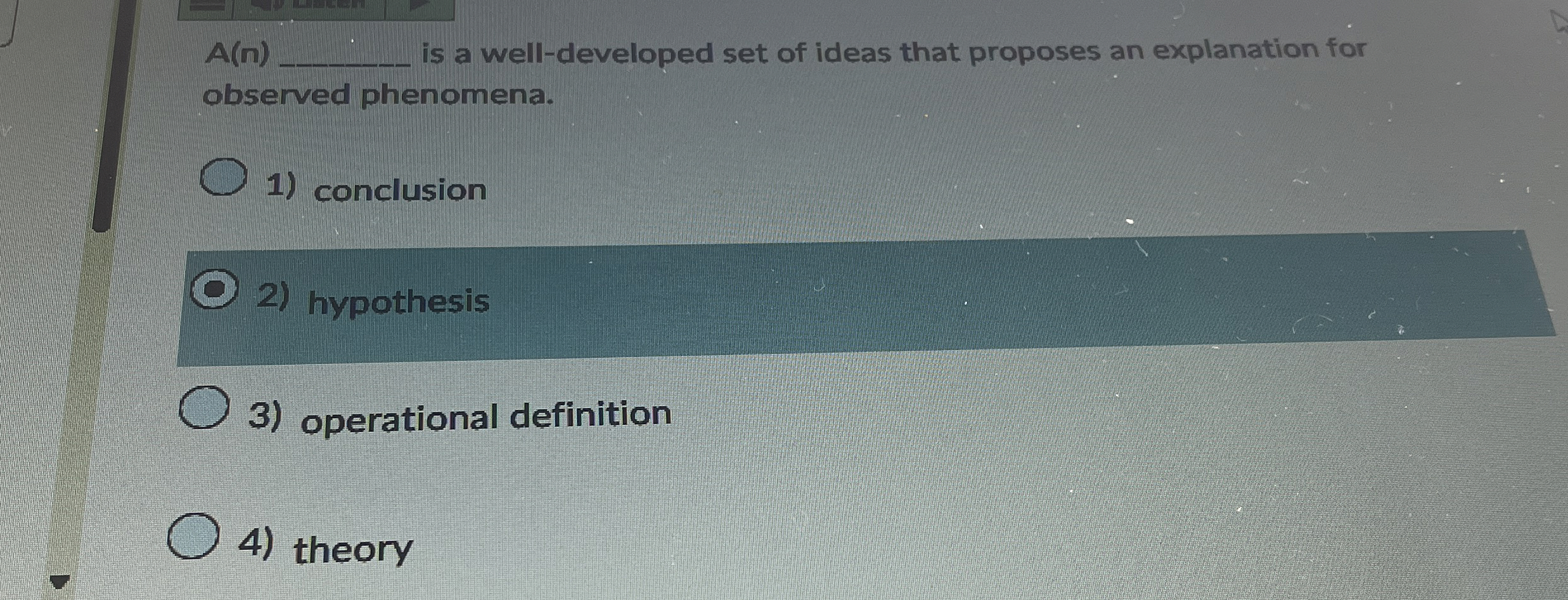 Solved A(n) ﻿is a well-developed set of ideas that | Chegg.com