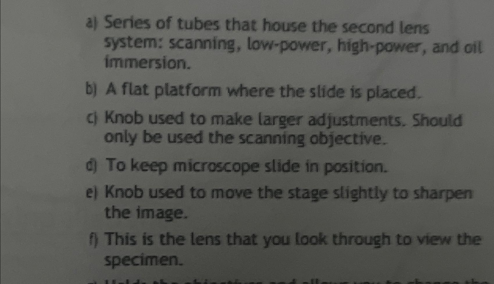 Solved a) ﻿Series of tubes that house the second lens | Chegg.com