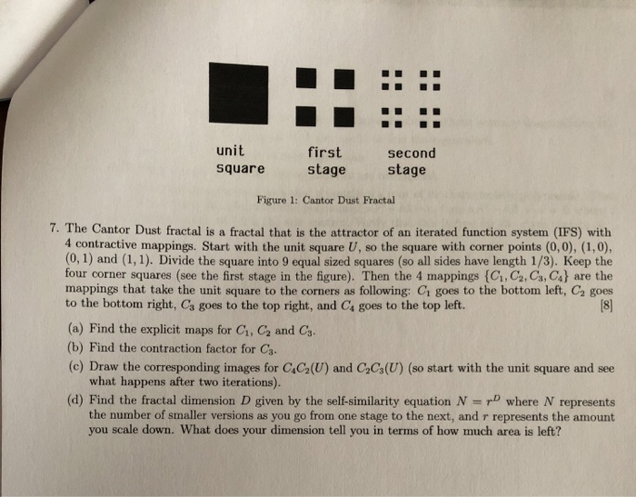 Solved 7. The Cantor ... 1. The Cantor Dust fractal is a | Chegg.com