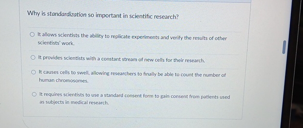 Solved Why is standardization so important in scientific | Chegg.com