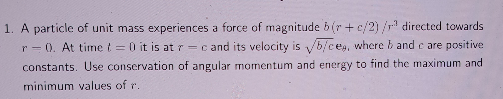A particle of unit mass experiences a force of | Chegg.com