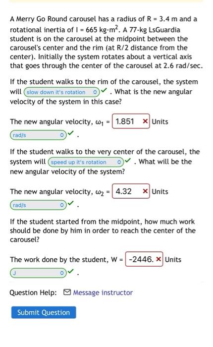 Solved A Merry Go Round carousel has a radius of R=3.4 m and | Chegg.com