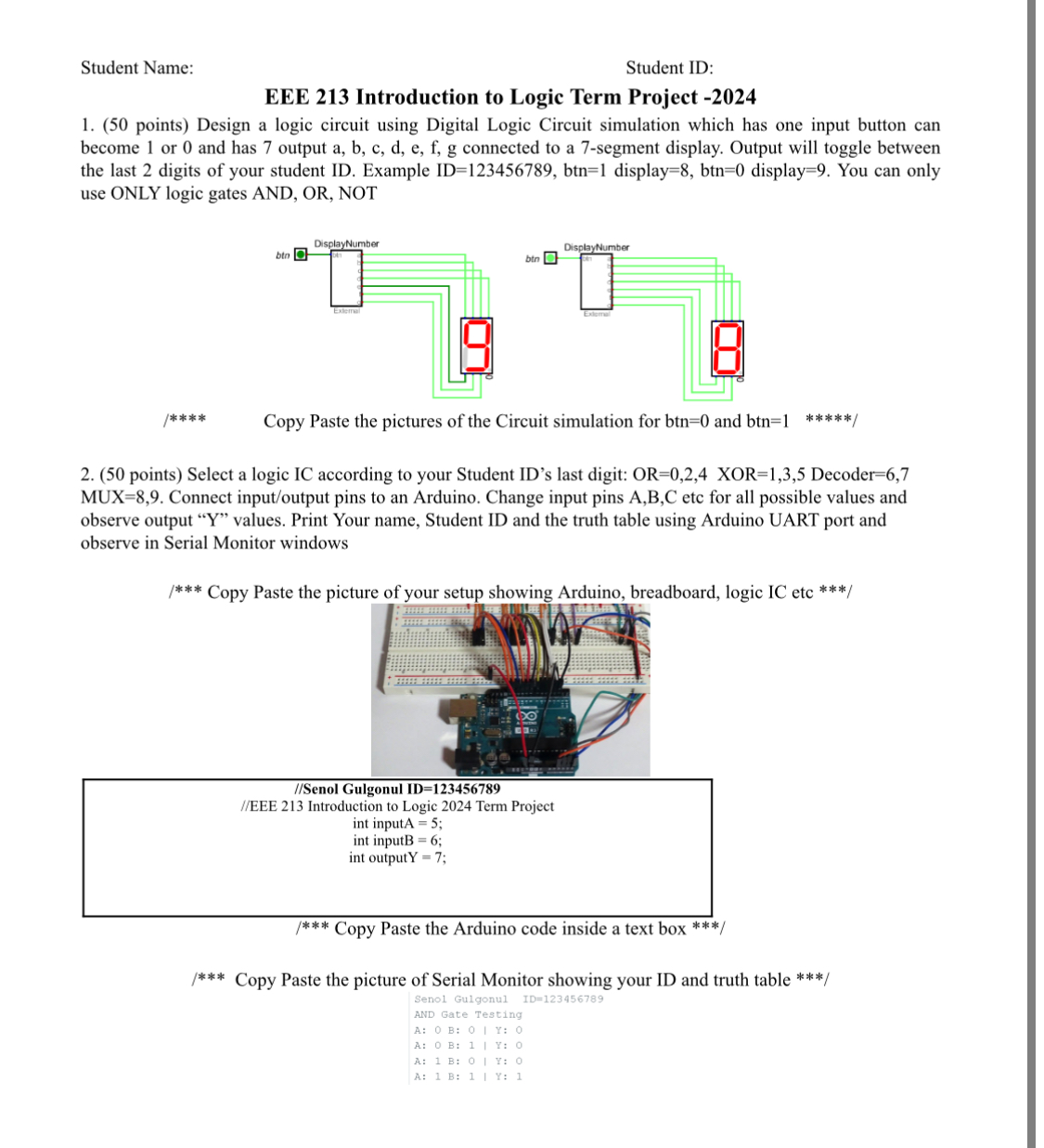 Solved EEE 213 ﻿Introduction to Logic Term Project -2024( 50 | Chegg.com