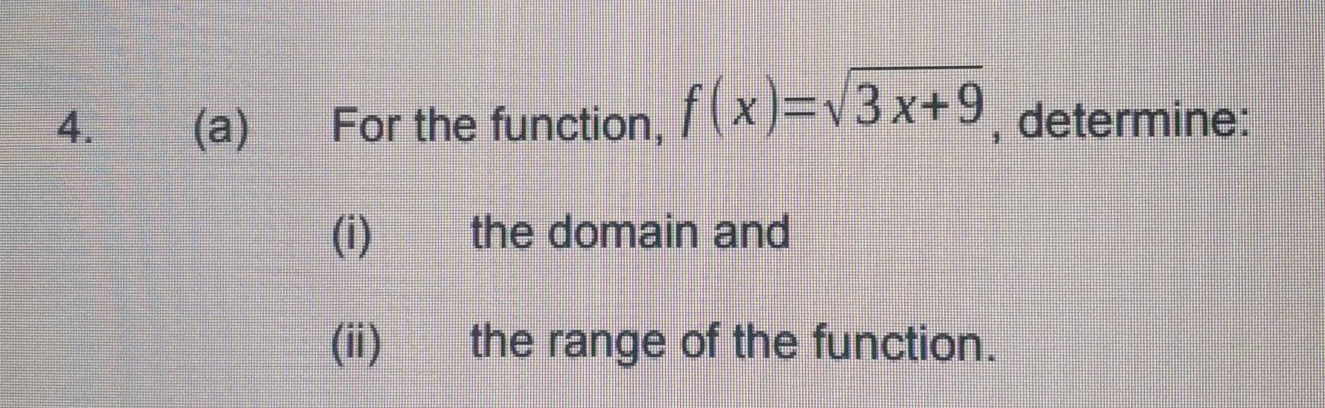 Solved 4 A For The Function F X 3x 9 Determine I