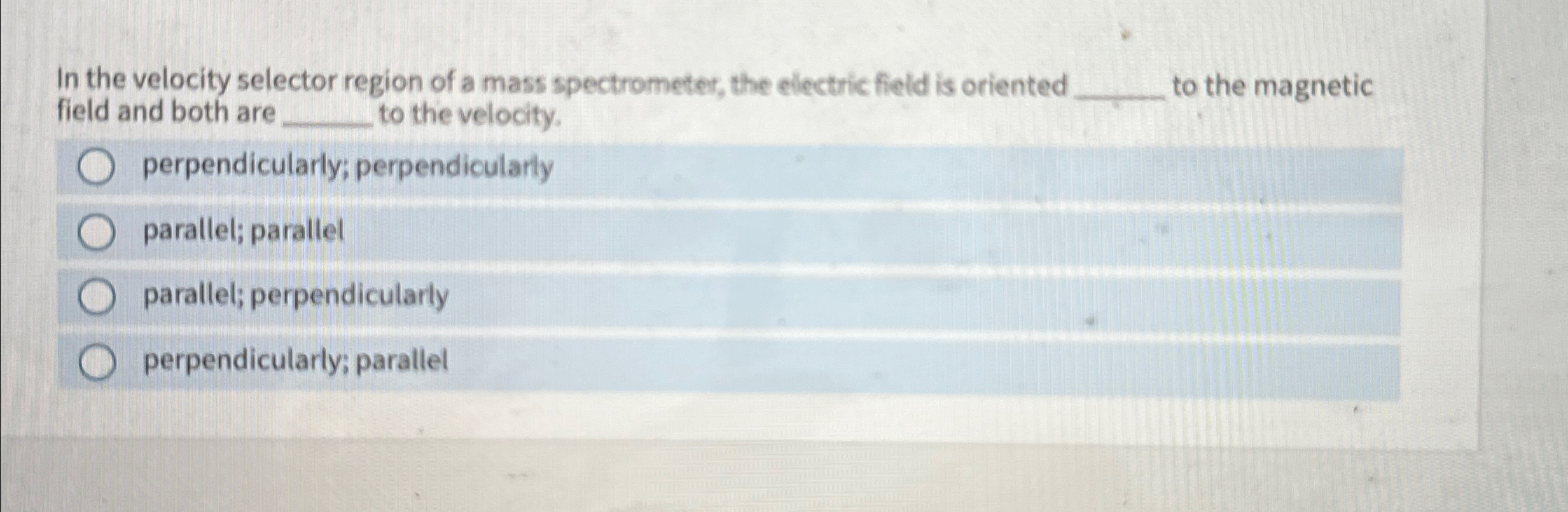 Solved In the velocity selector region of a mass | Chegg.com
