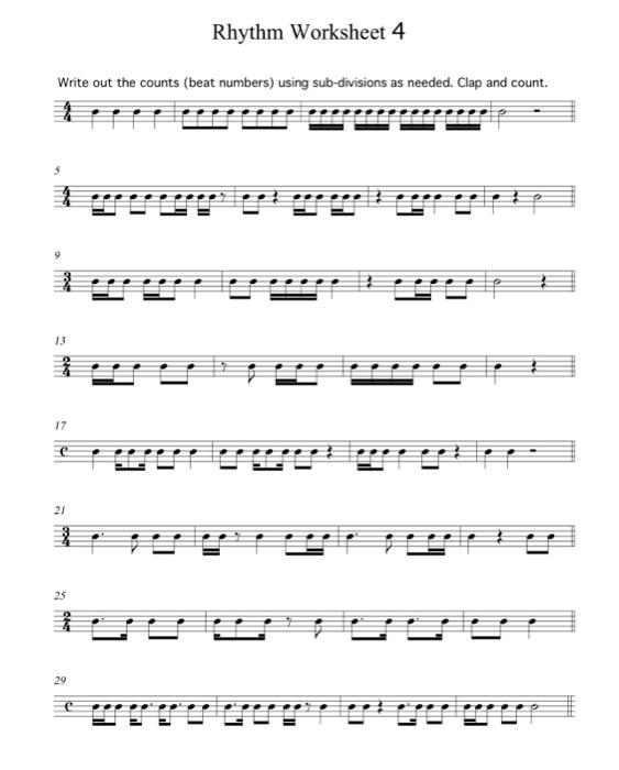 Rhythm Worksheet 4 | Chegg.com