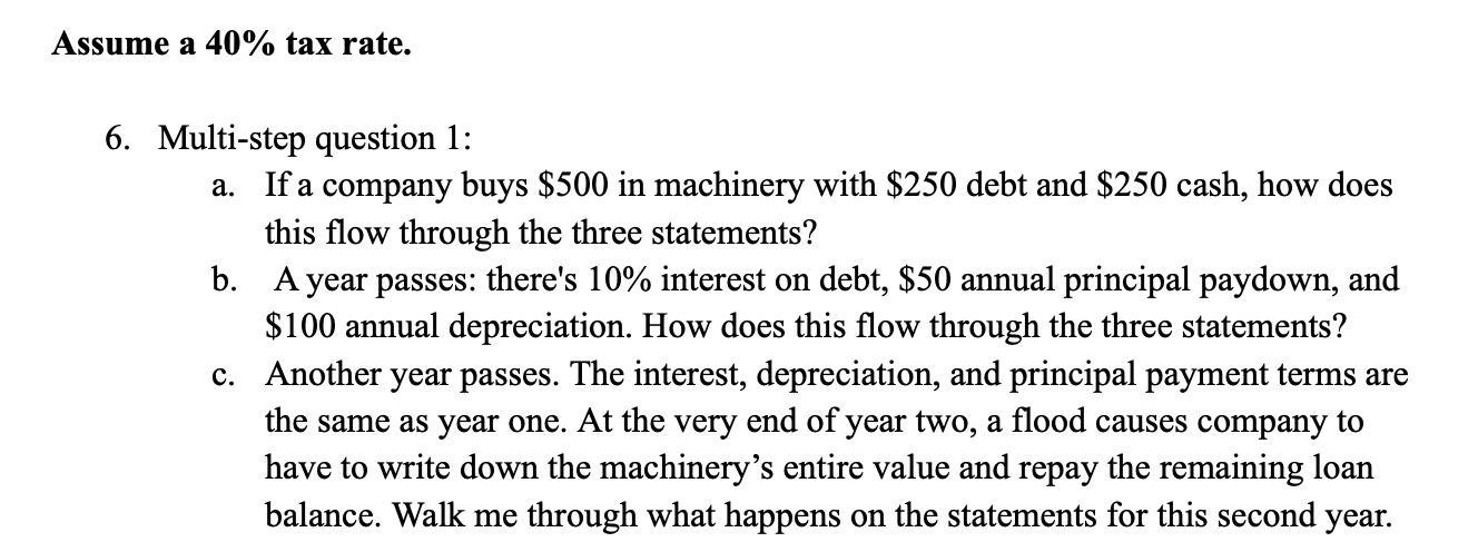 Solved Assume a 40% ﻿tax rate.Multi-step question 1:a. ﻿If a | Chegg.com